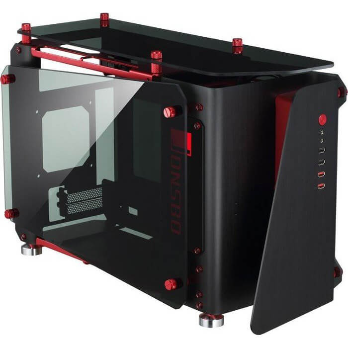 Jonsbo MOD1 Mini schwarz/rot ITX Tower mit Glasfenster | PC Gehäuse | Gehäuse | PC-Komponenten ...