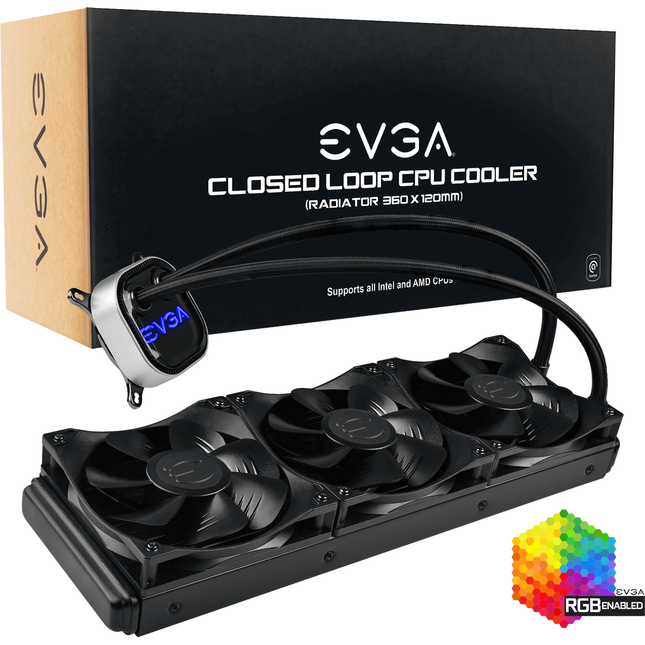 EVGA CLC 360 360 mm All-in-One Wasserkühlung (400-H-CL36-V1) | WaKü AiO ...